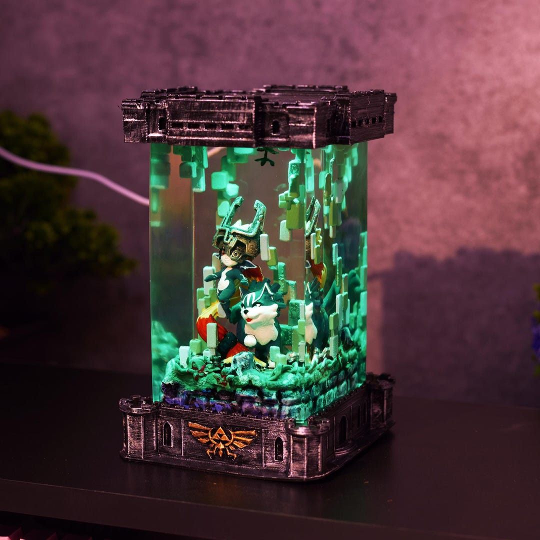 Epoxy Resin Handcrafted Night Light Zelda Midna & WOLF LINK – Unique ...