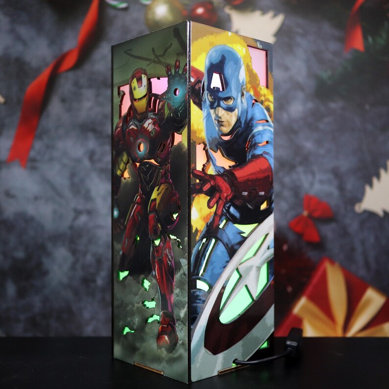 Handmade Captain Wood Box Lamp, Wood Box Lamp, Christmas Decoration ...