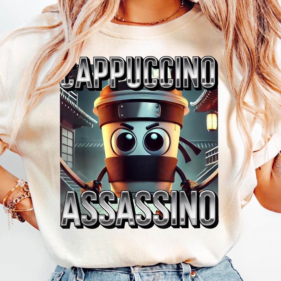 Cappuccino Assassino Meme PNG, Funny Baseball Bat Tee, Italian Brainrot ...