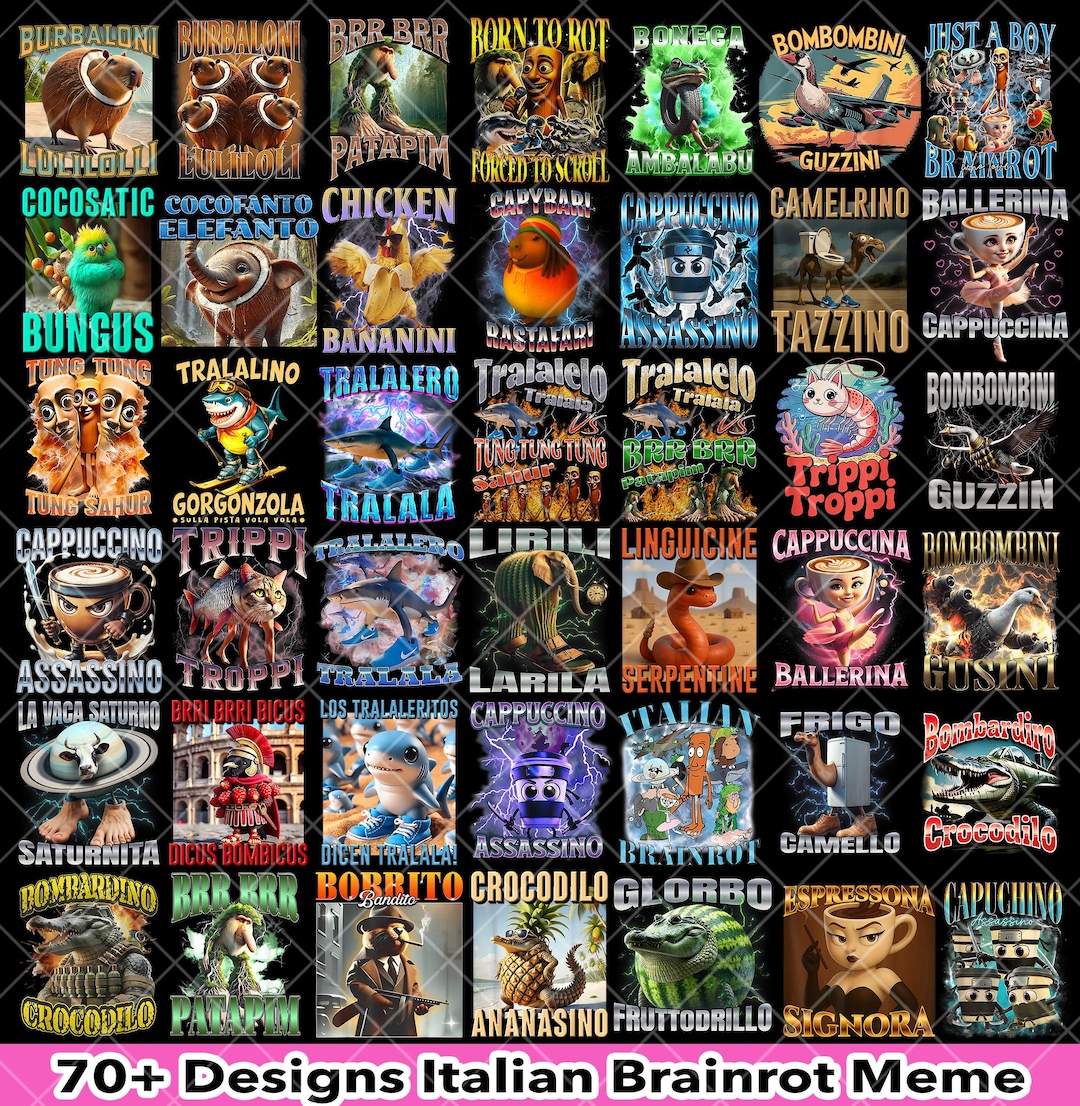 70+ Italian Brainrot Homage Png Bundle, Italian Brainrot Shirt Design ...