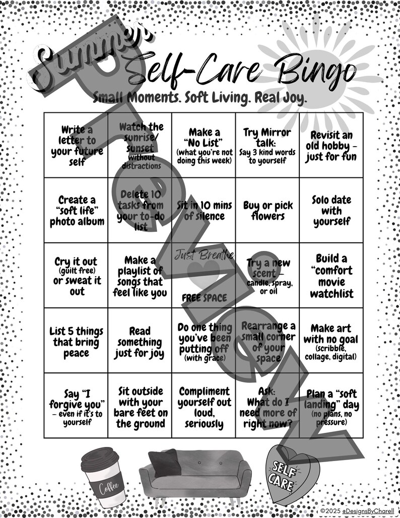 Summer Self-care Bingo: Printable Wellness Challenge (digital Download ...