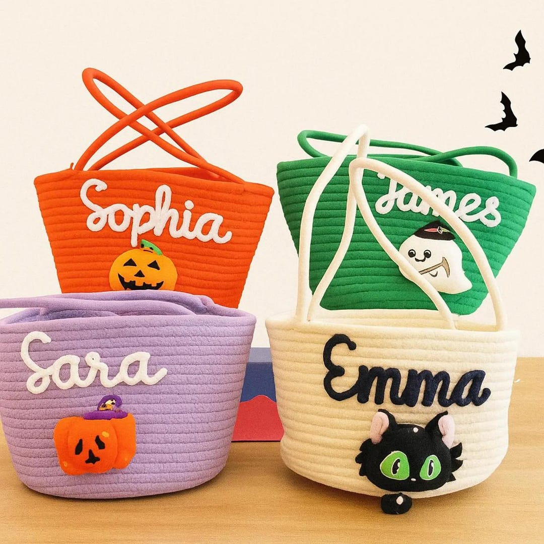 Custom Trick or Treat Basket With Name, Personalized Halloween Basket ...