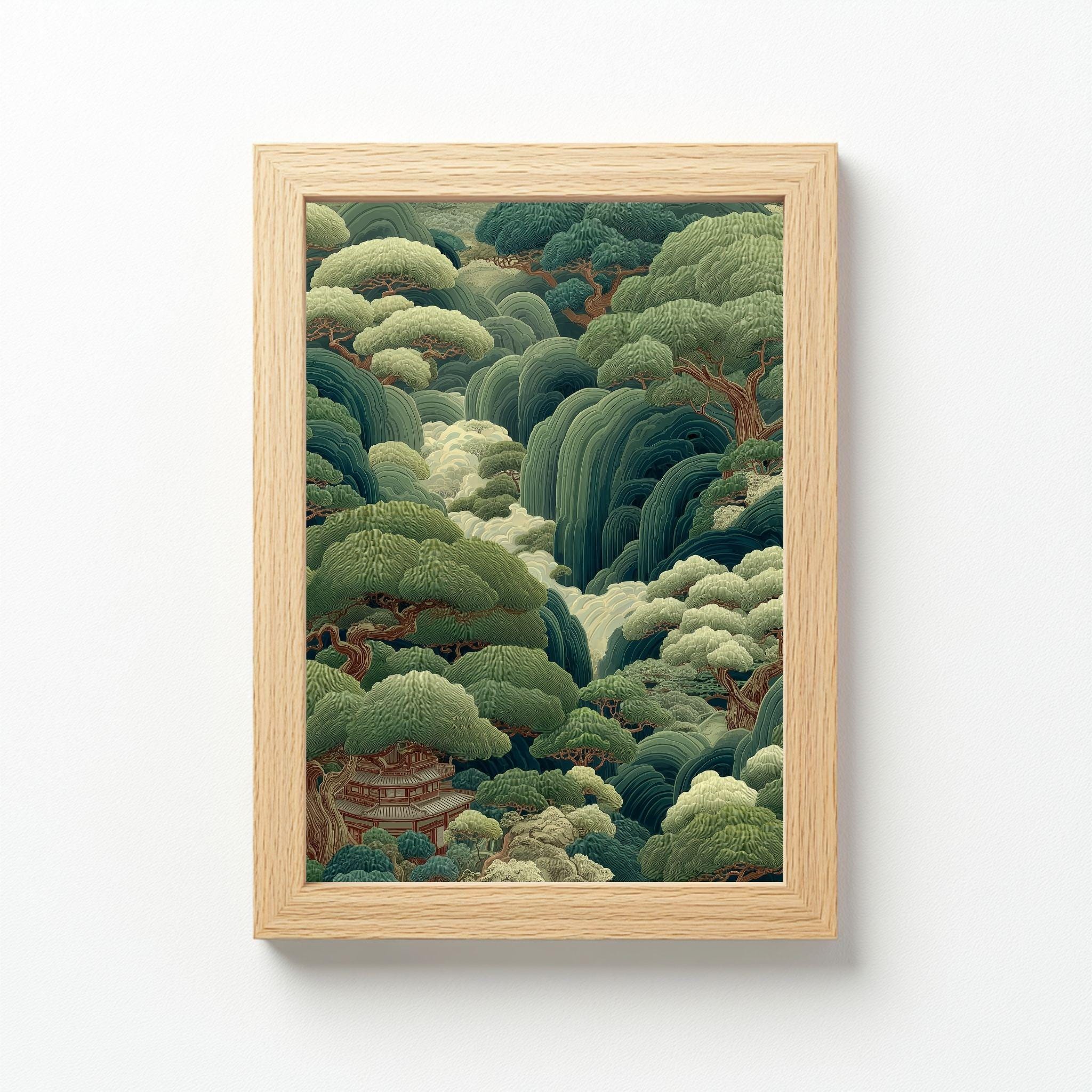 Japanese Forest Wall Art, Maximalist Poster, Sage Green Wabi Sabi ...