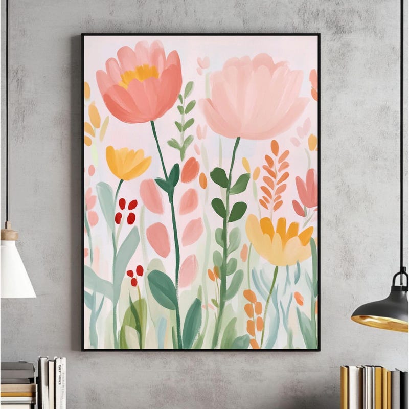 Red and Green Abstract Art - Etsy