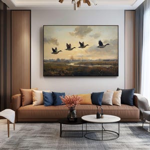 Flying Ducks Wall Art, Digital Download, Rustic Countryside Landscape ...
