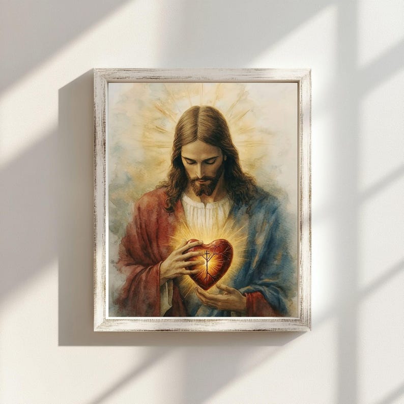 Sacred Heart of Jesus Christian Wall Art, Catholic Art, Modern ...