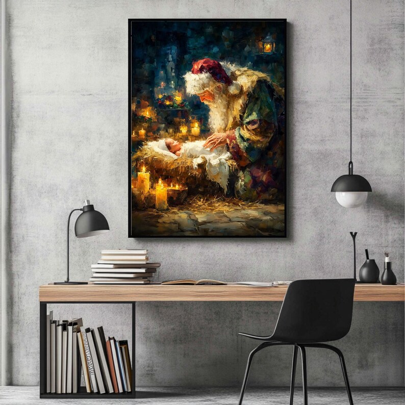 Vintage Nativity Christmas Wall Art, Religious Winter Decor (digital ...