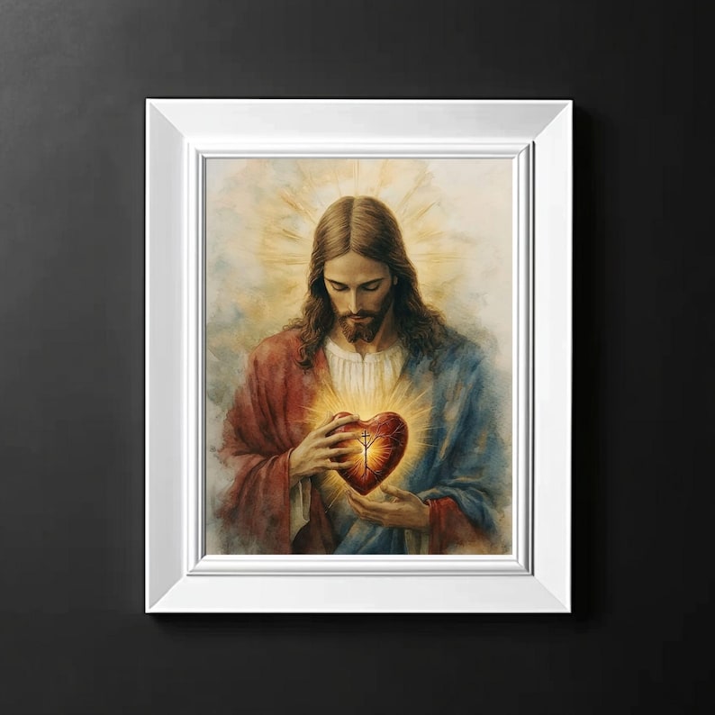 Sacred Heart of Jesus Christian Wall Art, Catholic Art, Modern ...