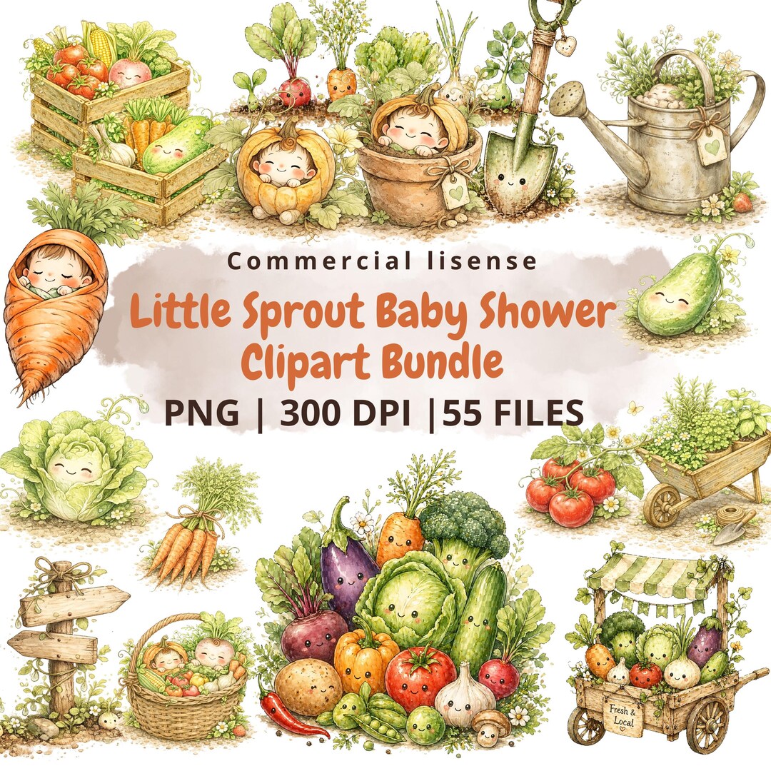 Little Sprout Baby Shower Clipart Bundle (digital Download) - Etsy