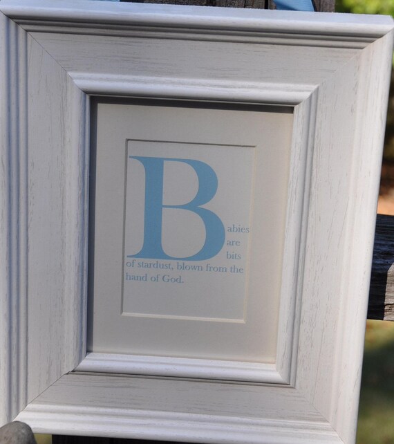 Items similar to Framed Monogram Quote Print - Letter B (Baby) - CHOOSE ...