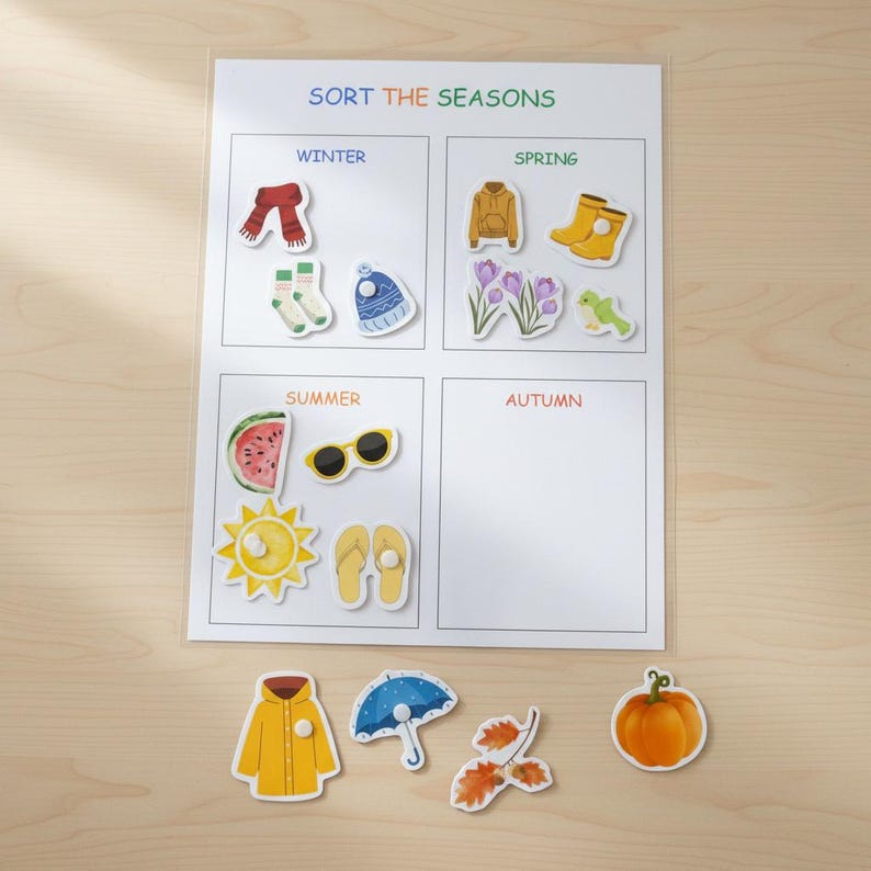Seasons Sorting Activities Printable, ADHD Friendly Preschool Worksheet ...