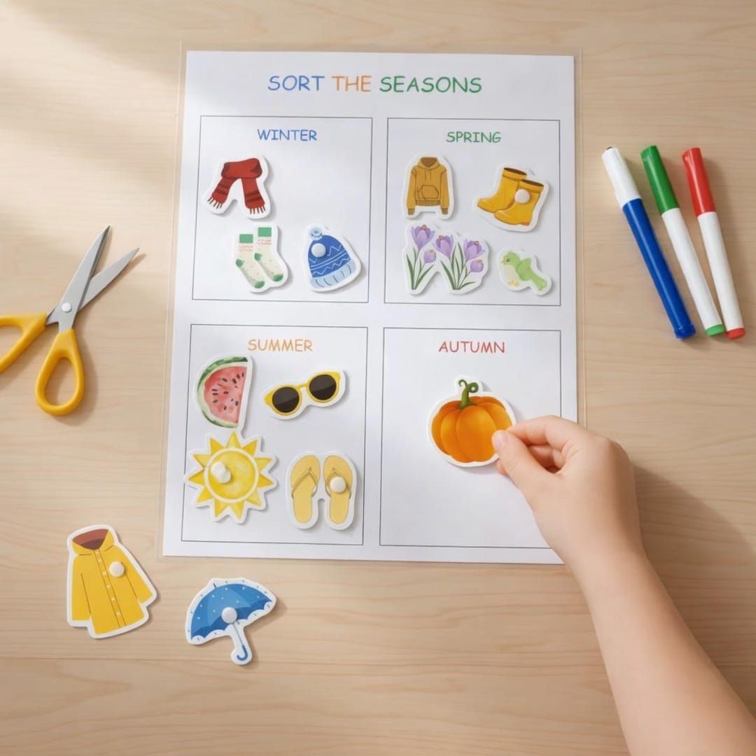 Seasons Sorting Activities Printable, ADHD Friendly Preschool Worksheet ...