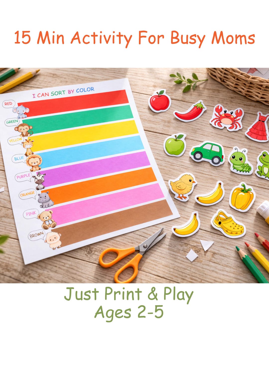 Color Sorting Activity Printable, Preschool Learning, Toddler ...