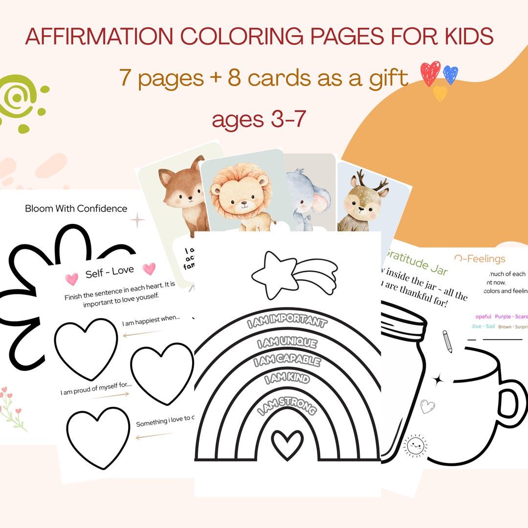 Personalized Kids Affirmation Coloring Book, Printable Positive ...