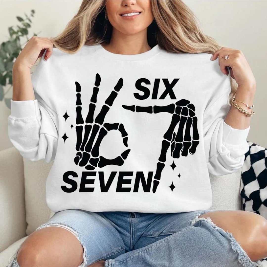 Six Seven 6 7 Meme Funny Skeleton Hands Svg Png, Funny Halloween Bones ...