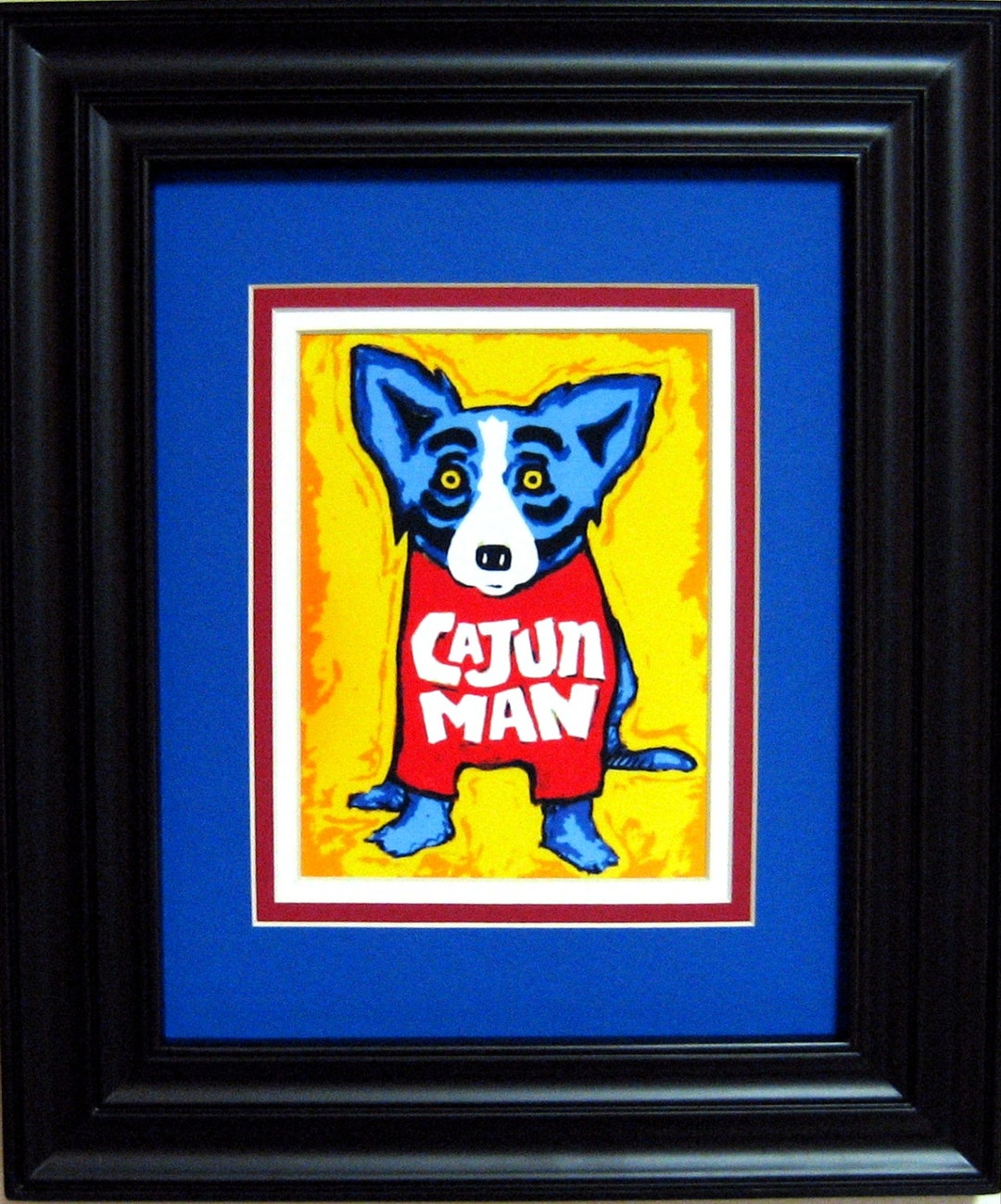 George Rodrigue Blue Dog "cajun Man" Framed Postcard Art - Etsy