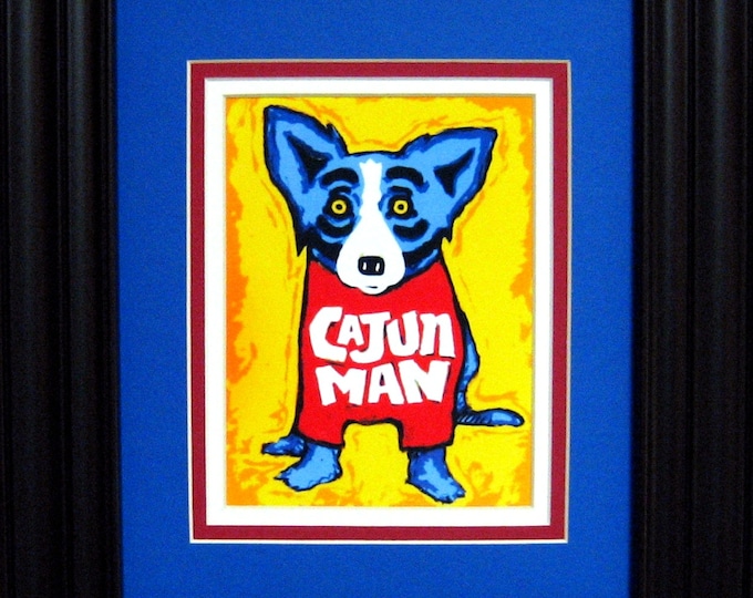 George Rodrigue Blue Dog Note Cards in Matted Window Pane Format Framed ...