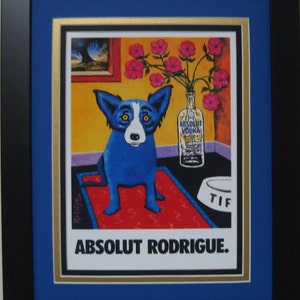 George Rodrigue Blue Dog Absolut Vodka Print Ad - Matted & Framed - Etsy