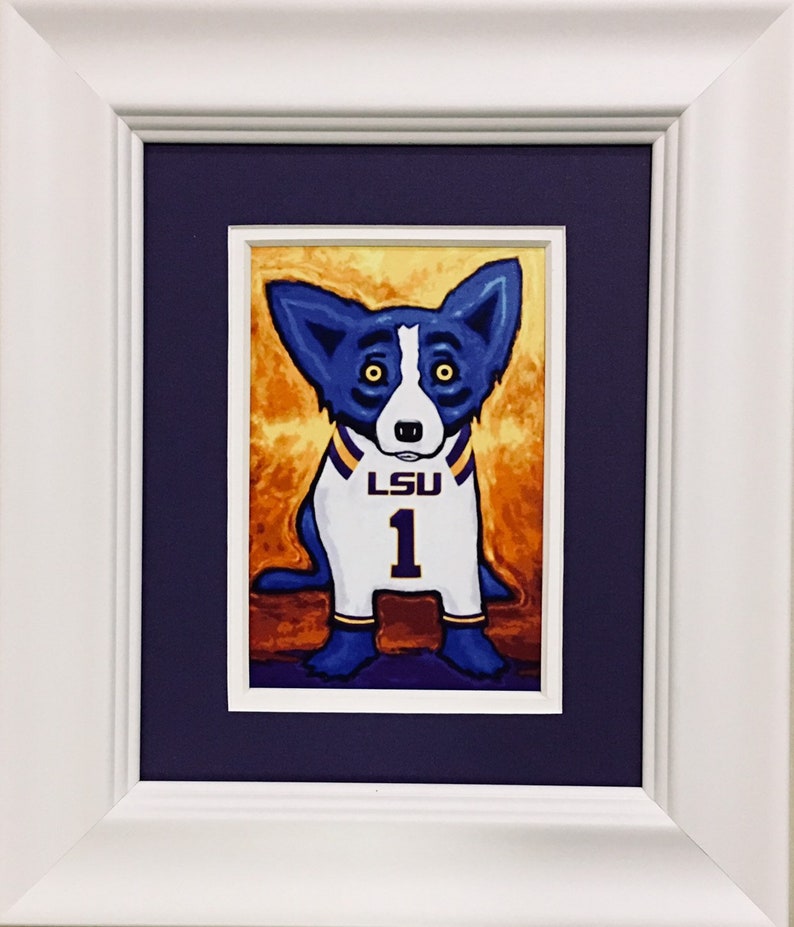 George Rodrigue Blue Dog LSU Framed Postcard Art (11.5" X 13.5") - Etsy