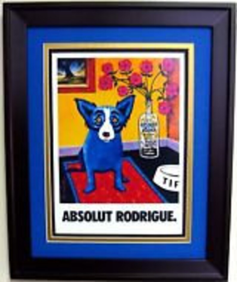 SET of 2 Absolut Vodka Blue Dog Print Ads by George Rodrigue | Etsy