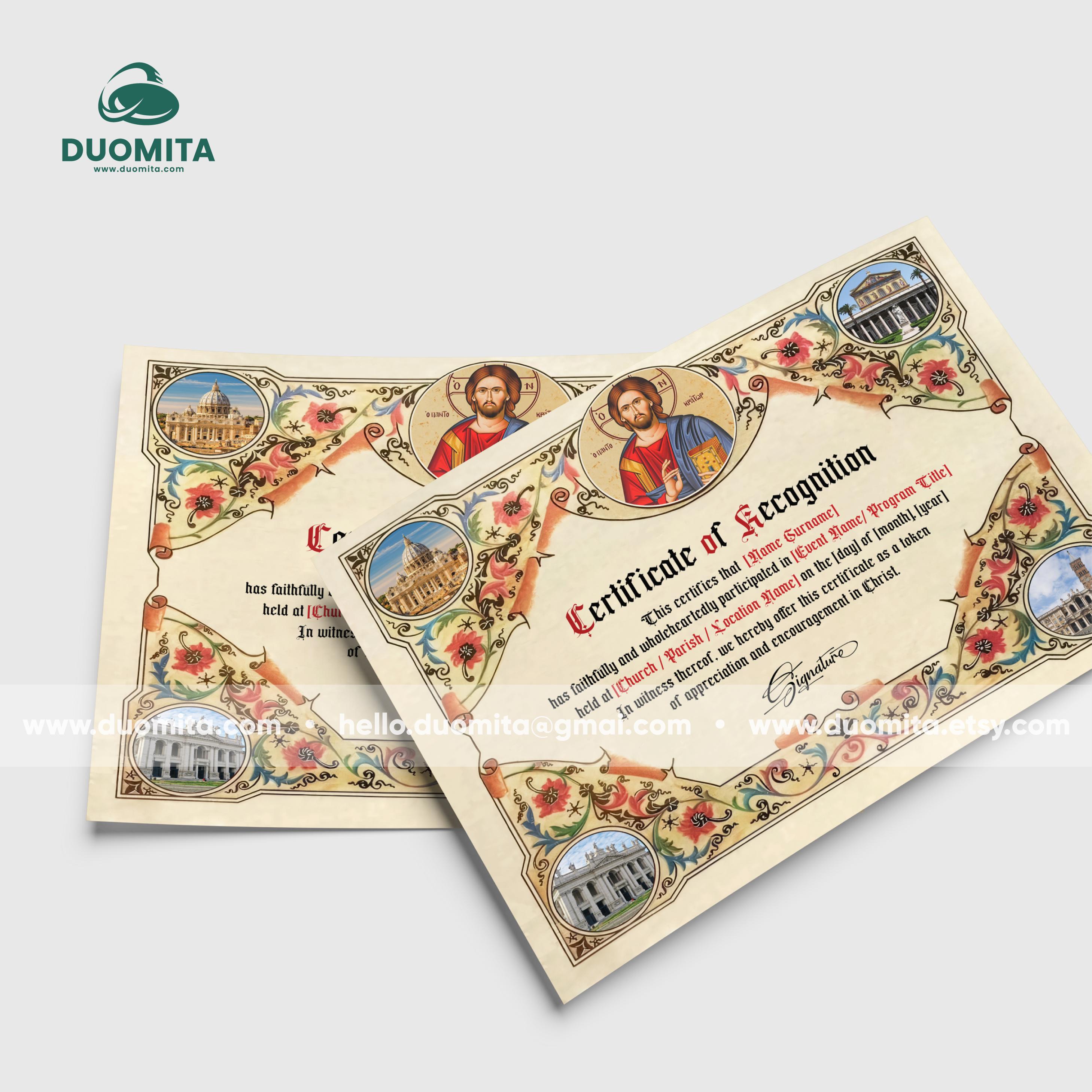 Catholic Certificate for Papal Blessing | Easy-to-edit PSD With 5 Image ...