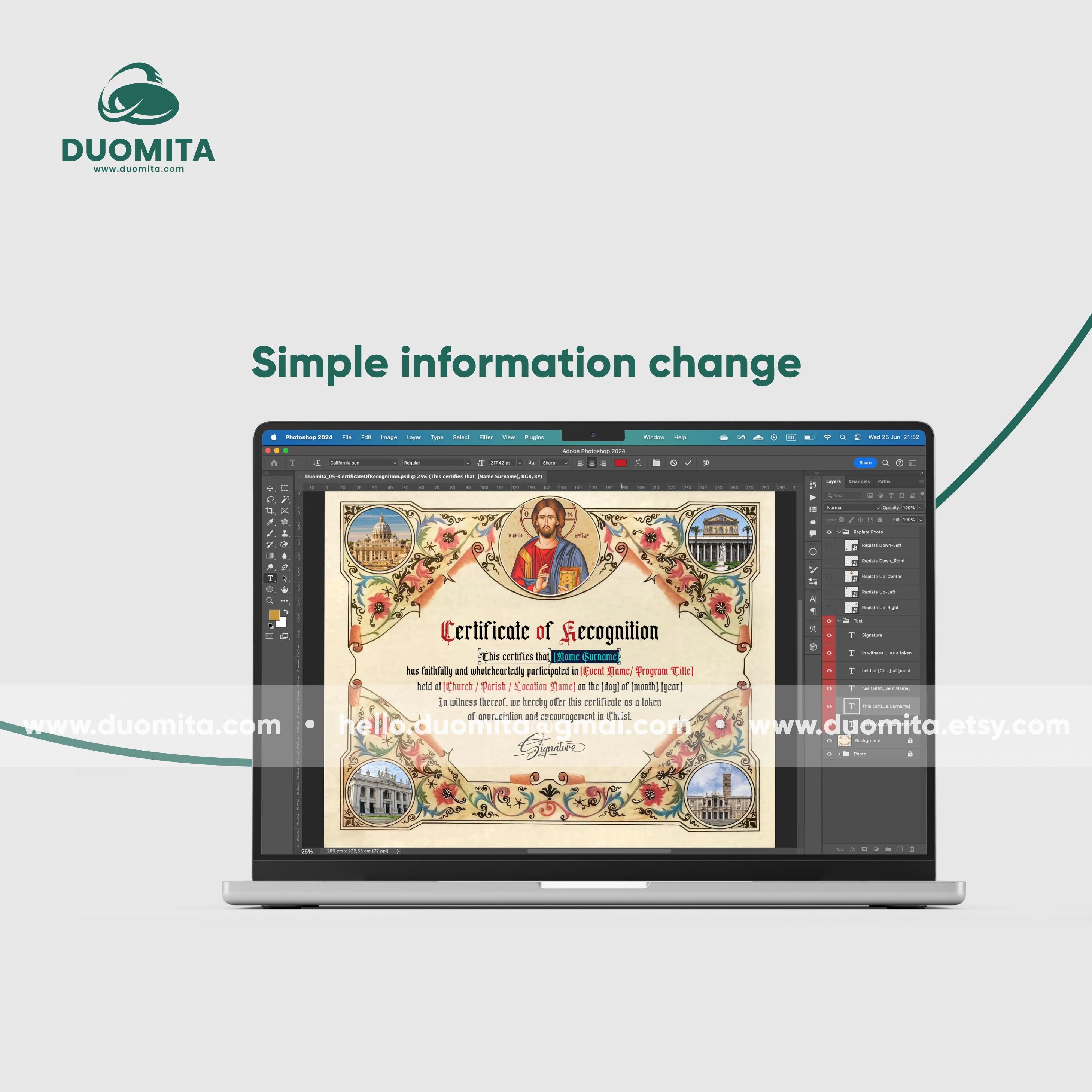 Catholic Certificate for Papal Blessing | Easy-to-edit PSD With 5 Image ...