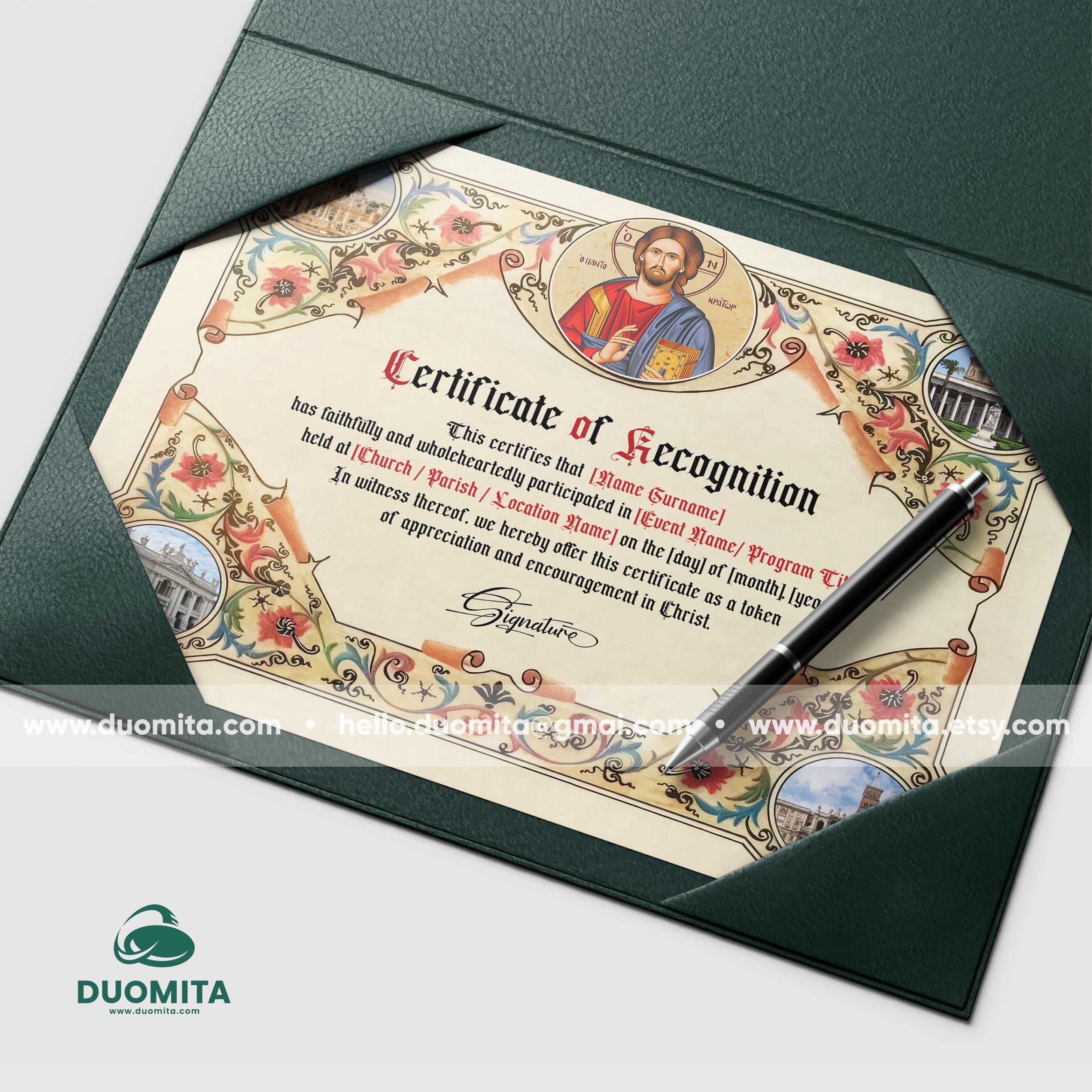 Catholic Certificate for Papal Blessing | Easy-to-edit PSD With 5 Image ...