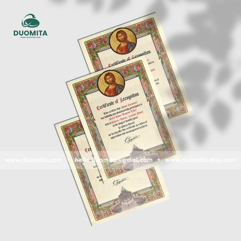 Catholic Certificate Border With Vatican Emblem | Editable PSD for ...