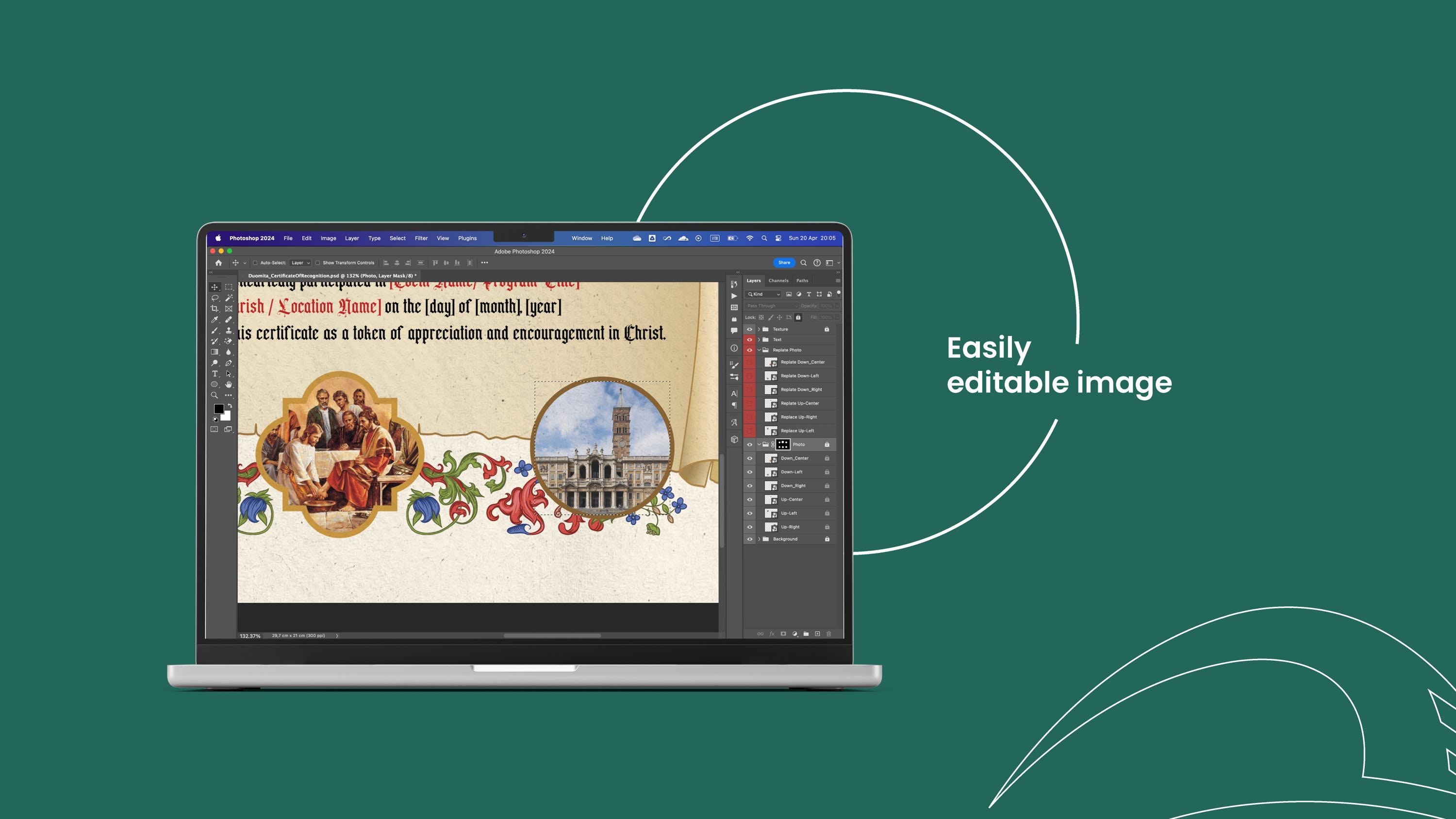 Printable Catholic Certificate Template | Editable PSD for Papal ...