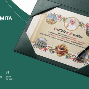 Printable Catholic Certificate Template | Editable PSD for Papal ...