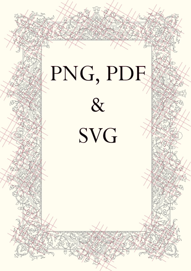 Editable Persian Border: Islamic Calligraphy, Floral Art (PNG, SVG, PDF ...