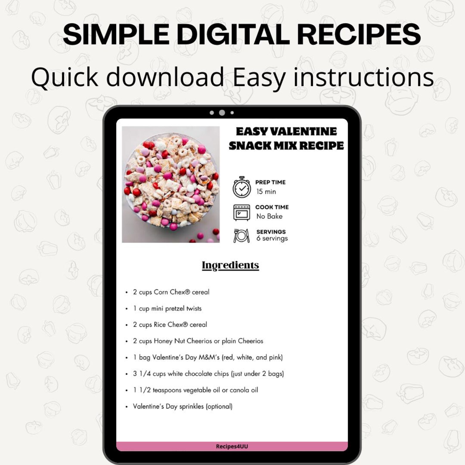 Valentine Snack Mix Recipe | Sweet & Salty Party Treat Printable ...