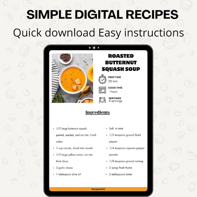 BEST RECIPE for Roasted Butternut Squash Soup Recipe Download. - Etsy