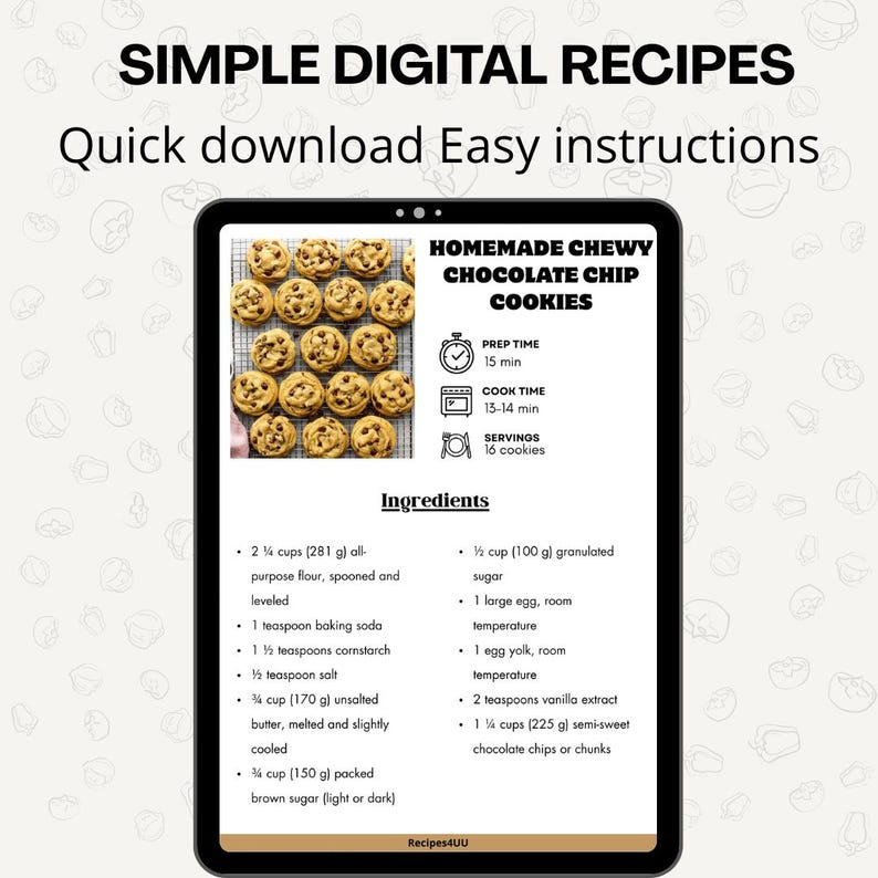 BEST RECIPE for Chewy Chocolate Chip Cookies Download. - Etsy