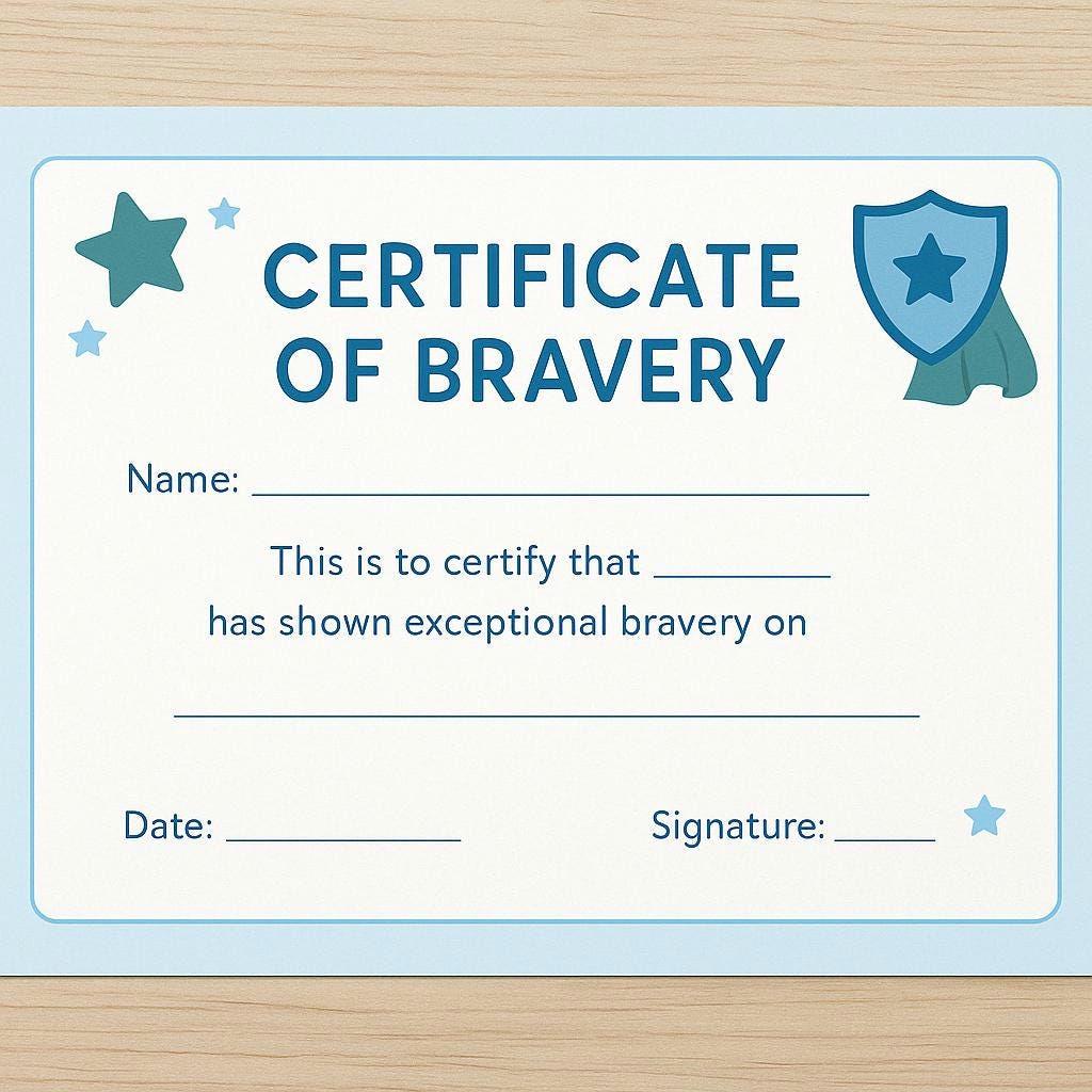 Certificate of Bravery- Printable Kids Award, Reward for Courage ...