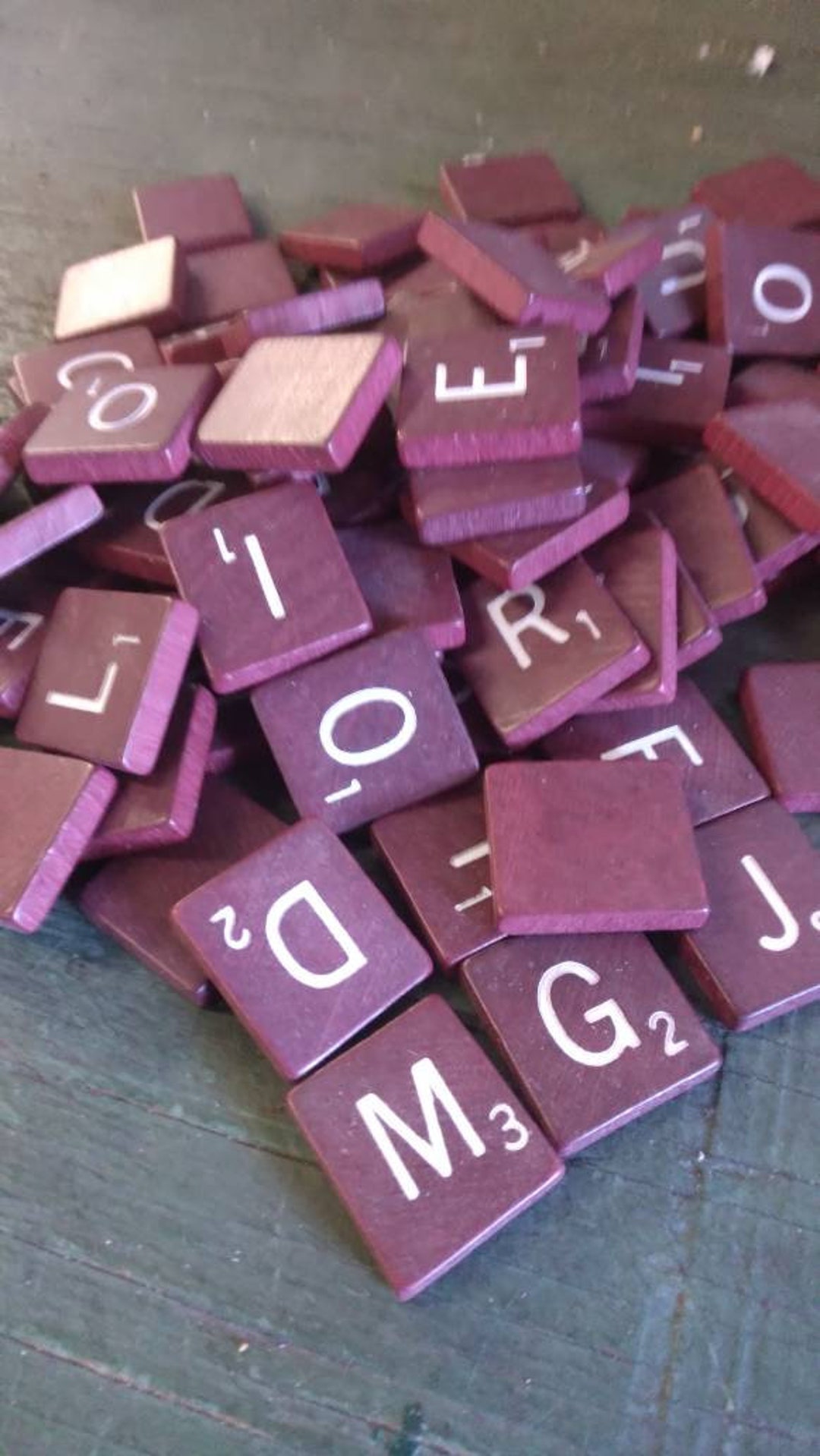 89 Red WOOD ALPHABET LETTERS Scrabble Game Tiles Word Replacement ...