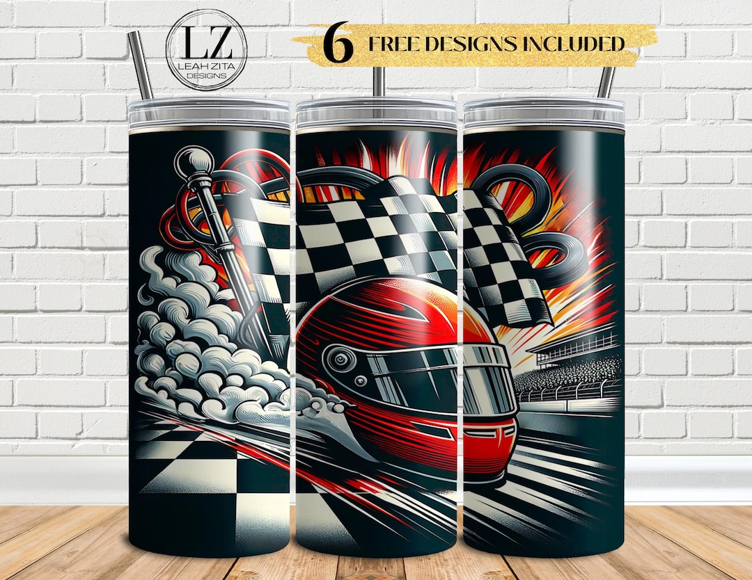 Race Car Tumbler Wrap PNG, 20oz Skinny Sublimation Tumbler Design ...