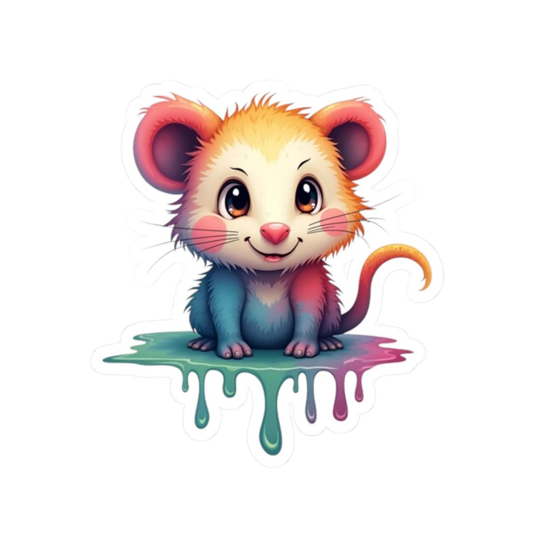 Cute Pastel Mouse Dripping Colors Kiss-cut Stickers, Colorful Mouse Art ...