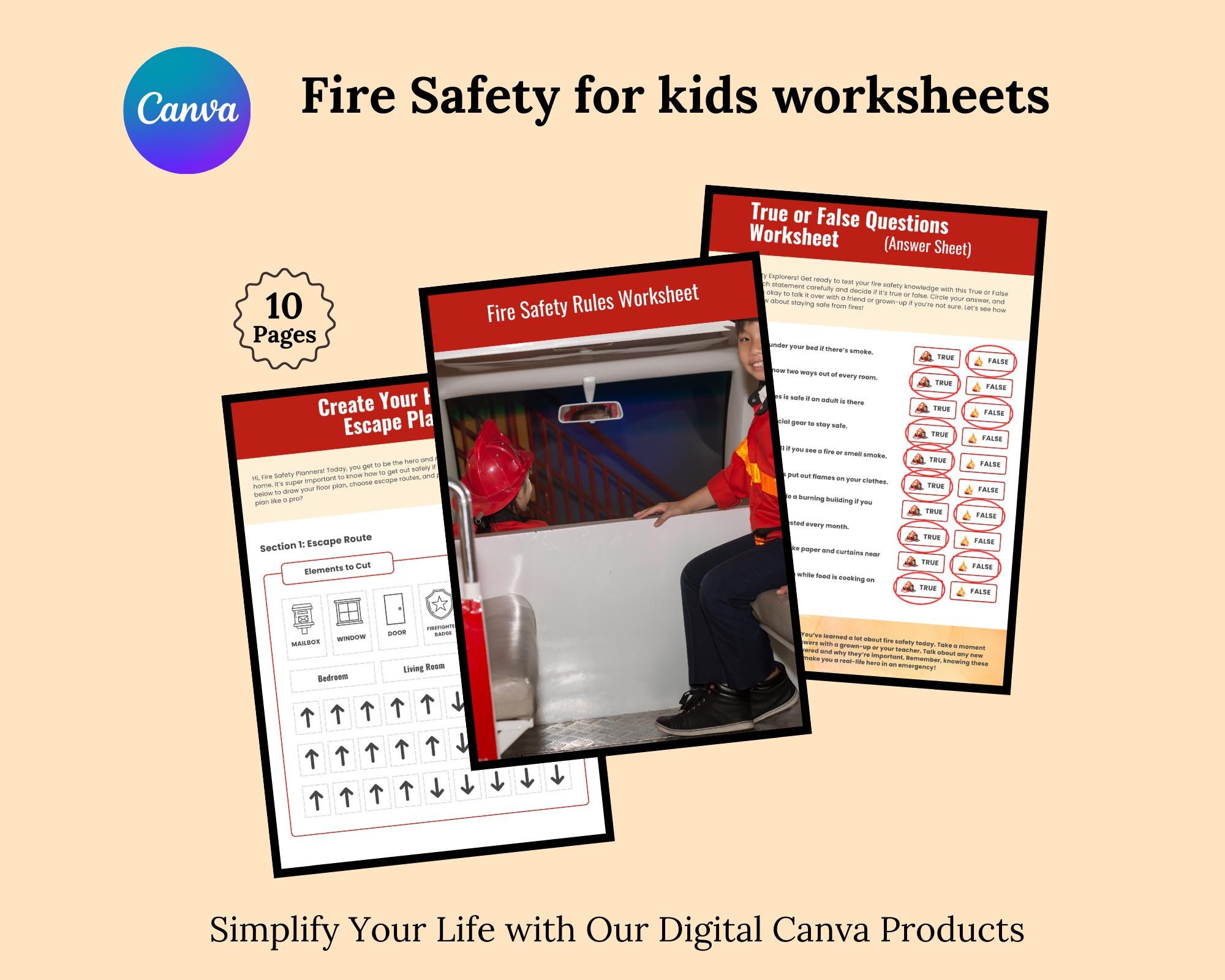 Fire Safety Worksheets for Kids, Printable Preschool Worksheets, Kids ...