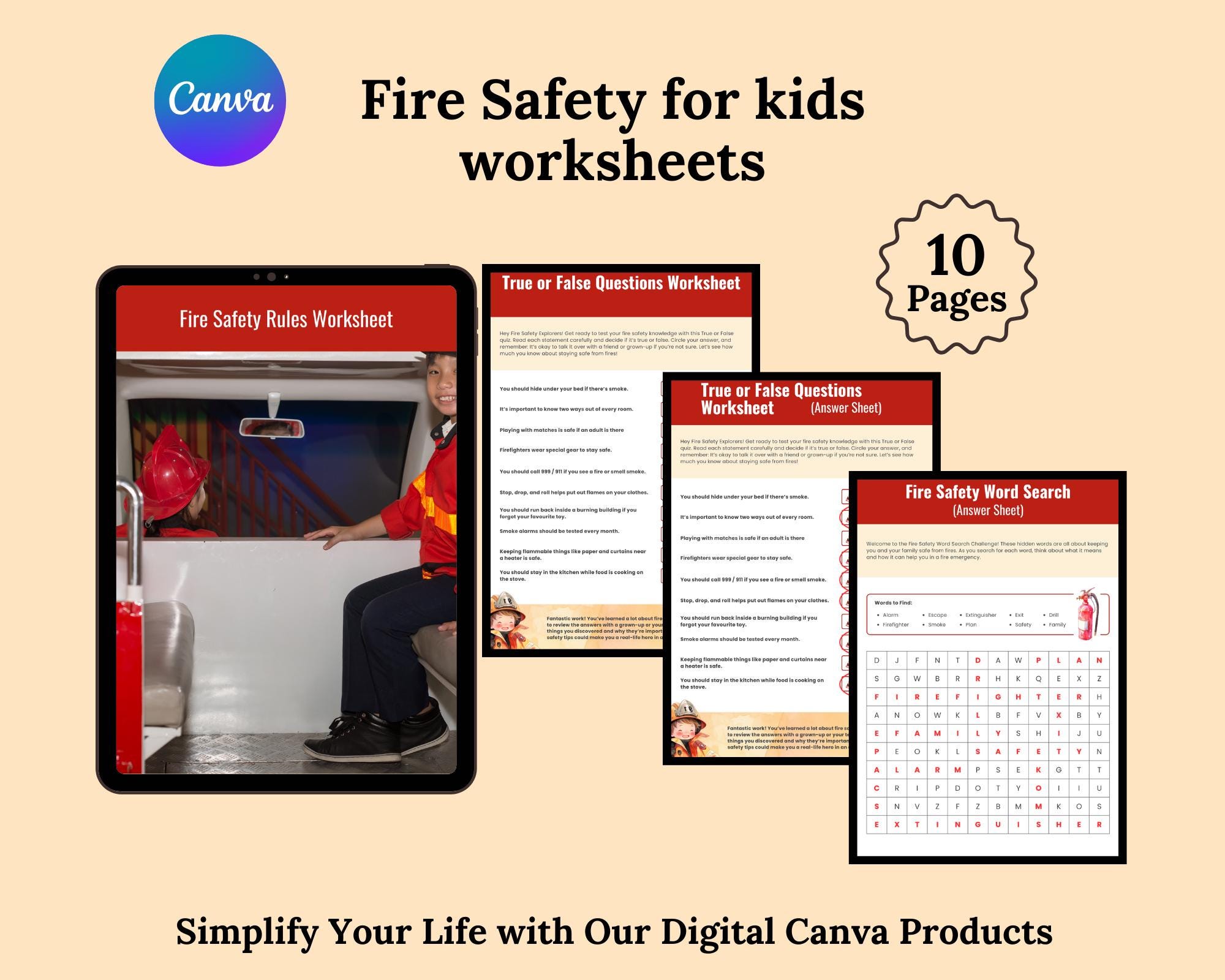 Fire Safety Worksheets for Kids, Printable Preschool Worksheets, Kids ...