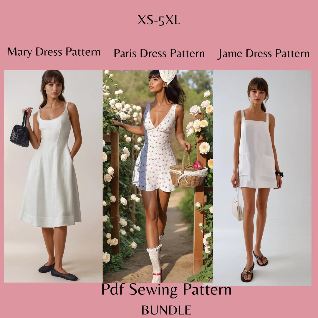 Linen Dress Sewing Pattern Bundle: Easy Beginner-friendly XS-5XL ...