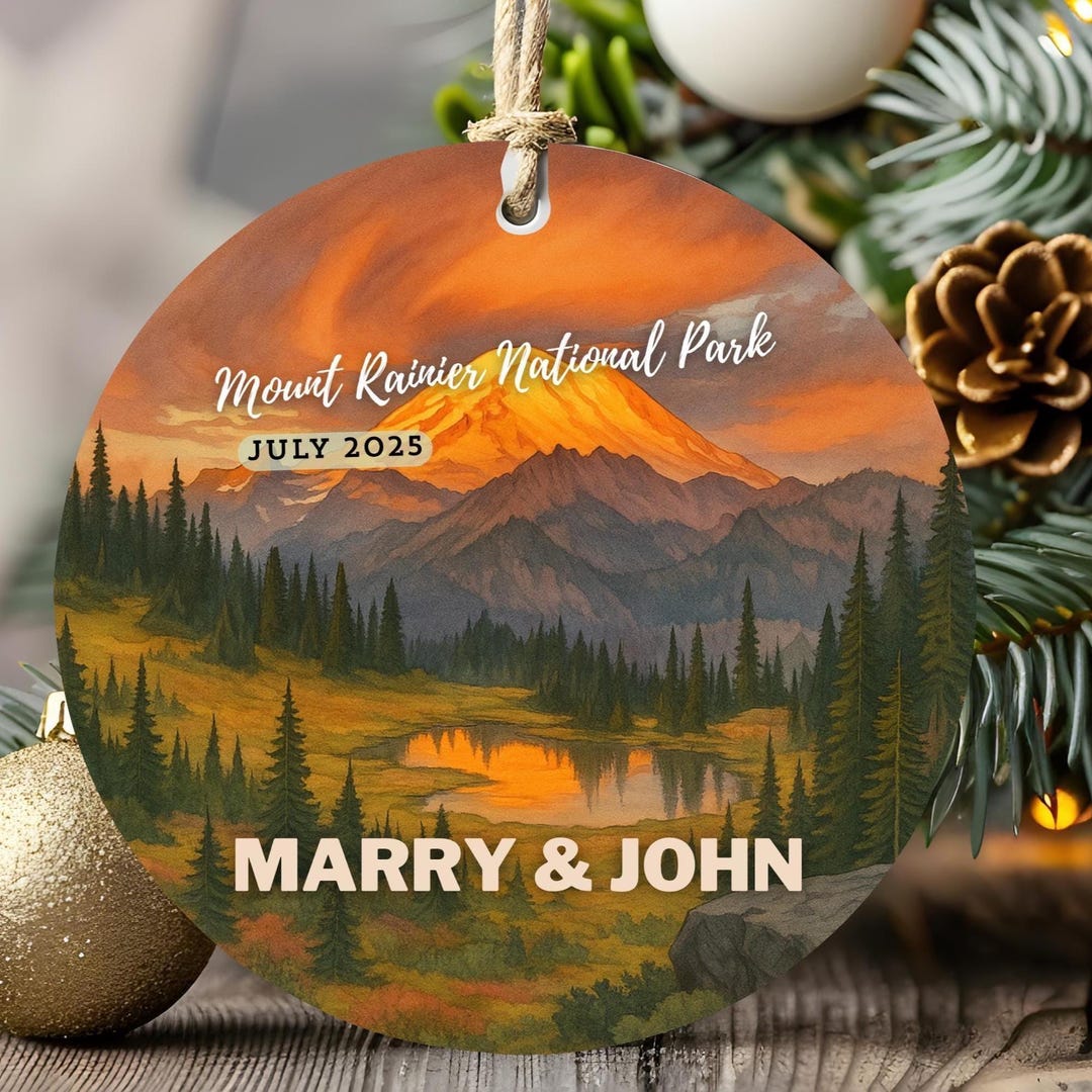 Mount Rainier National Park, USA Travel Gift – Custom Ornament – Family ...
