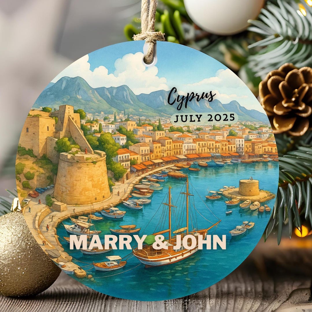 Cyprus, Europe Travel Gift – Custom Ornament – Mediterranean Sunset ...