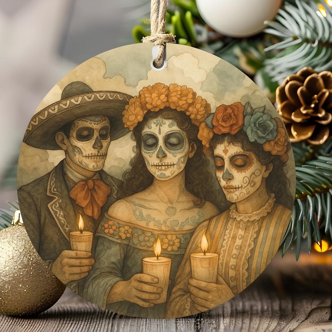 Día De Los Muertos Ornament – Mexican Memorial Gift, Sugar Skull Xmas ...