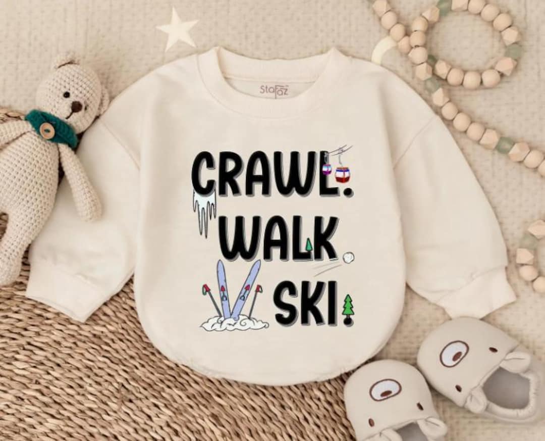 Crawl Walk Ski Baby Romper: Adventure Bodysuit, Skiing Lover Gift - Etsy