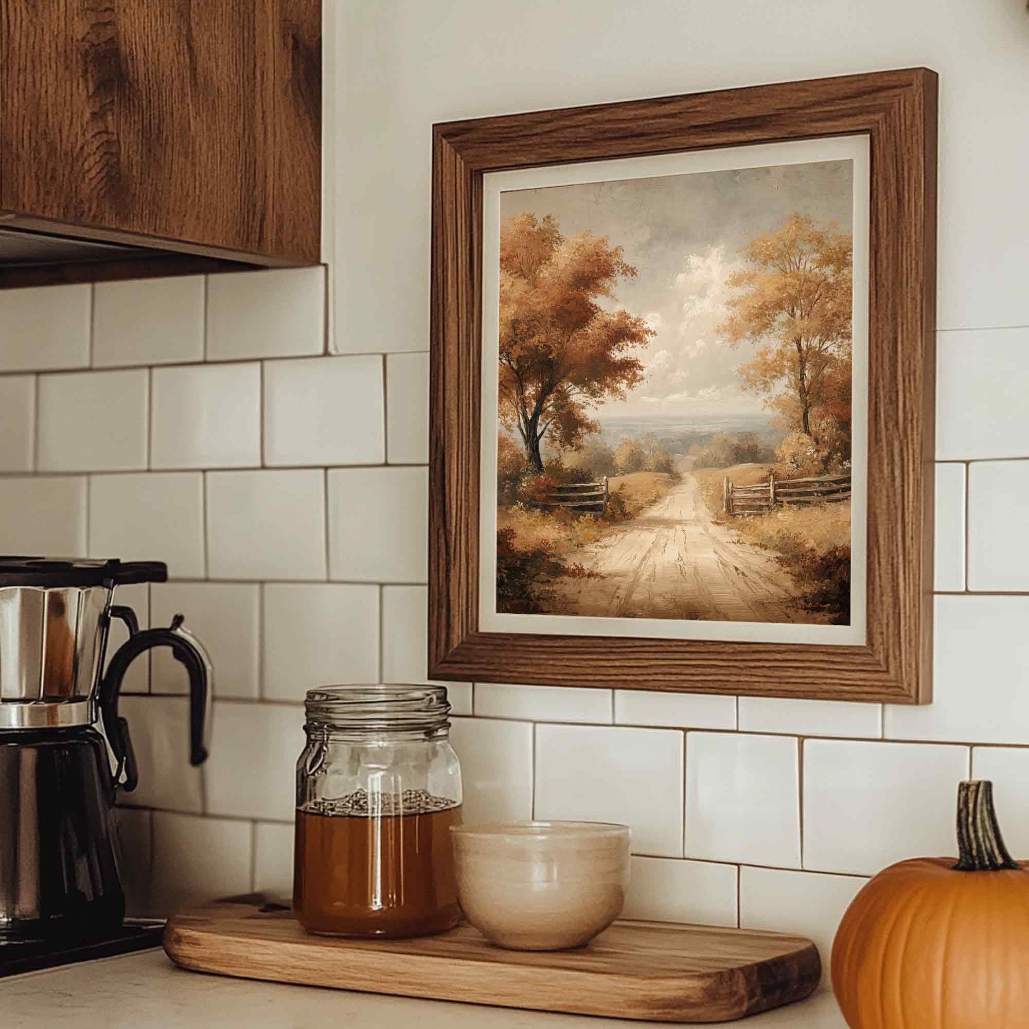Muted Fall Landscape, Autumn Art Print, Fall Moody Nature Painting ...