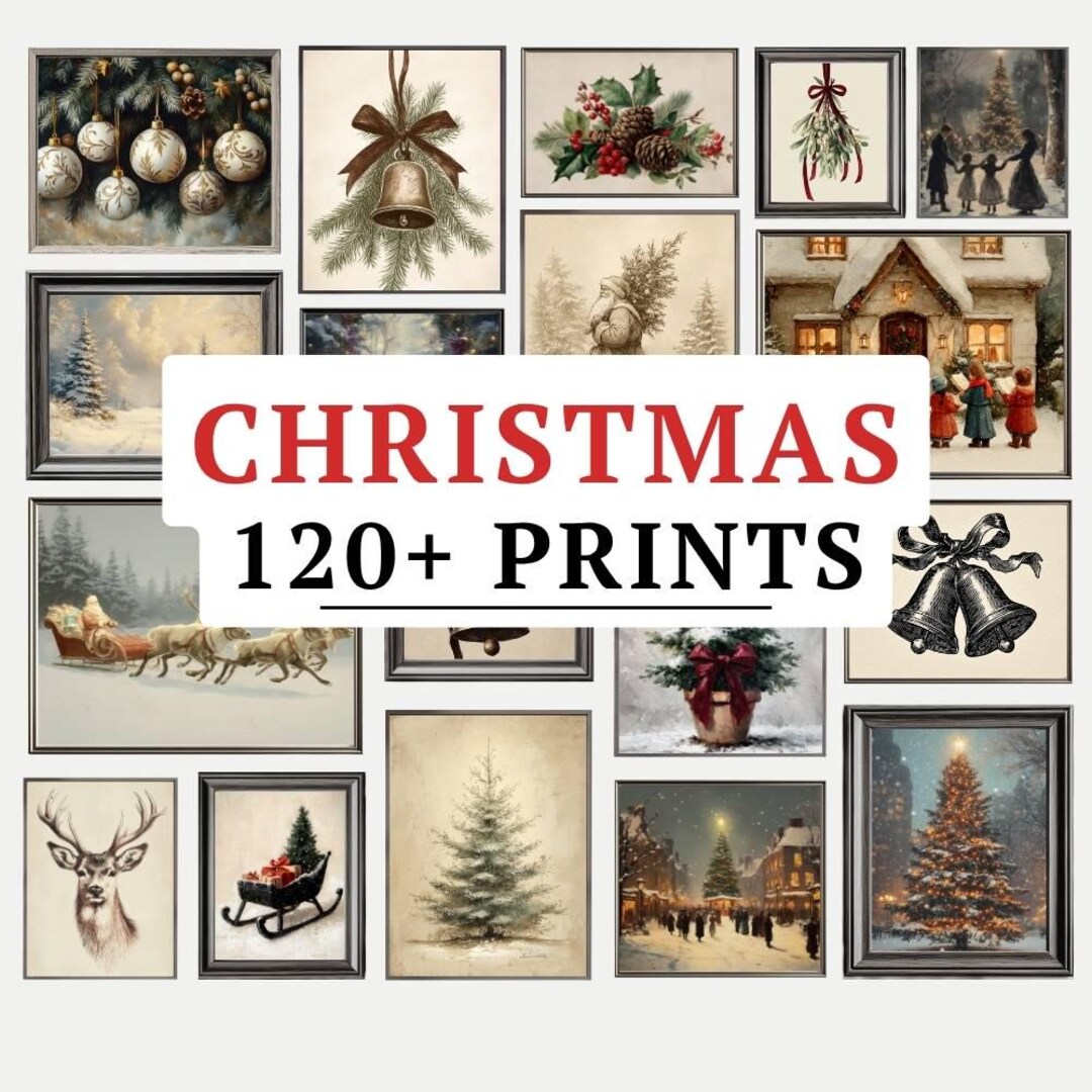 120 Christmas Prints, Winter Holiday Bundle, Printable Posters (digital ...