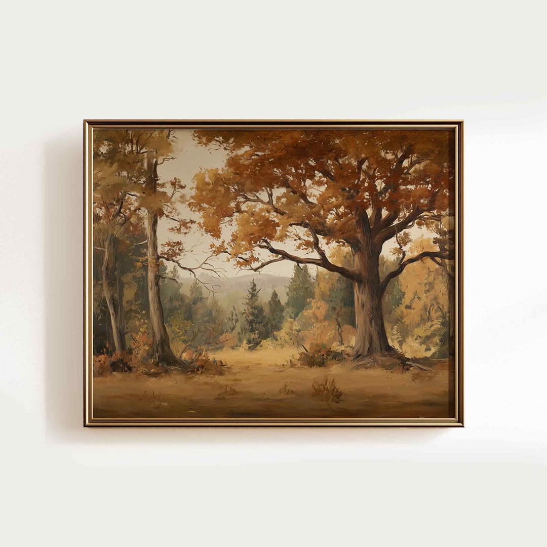 Autumn Landscape Print, Autumn Art Print, Fall Moody Nature Painting ...