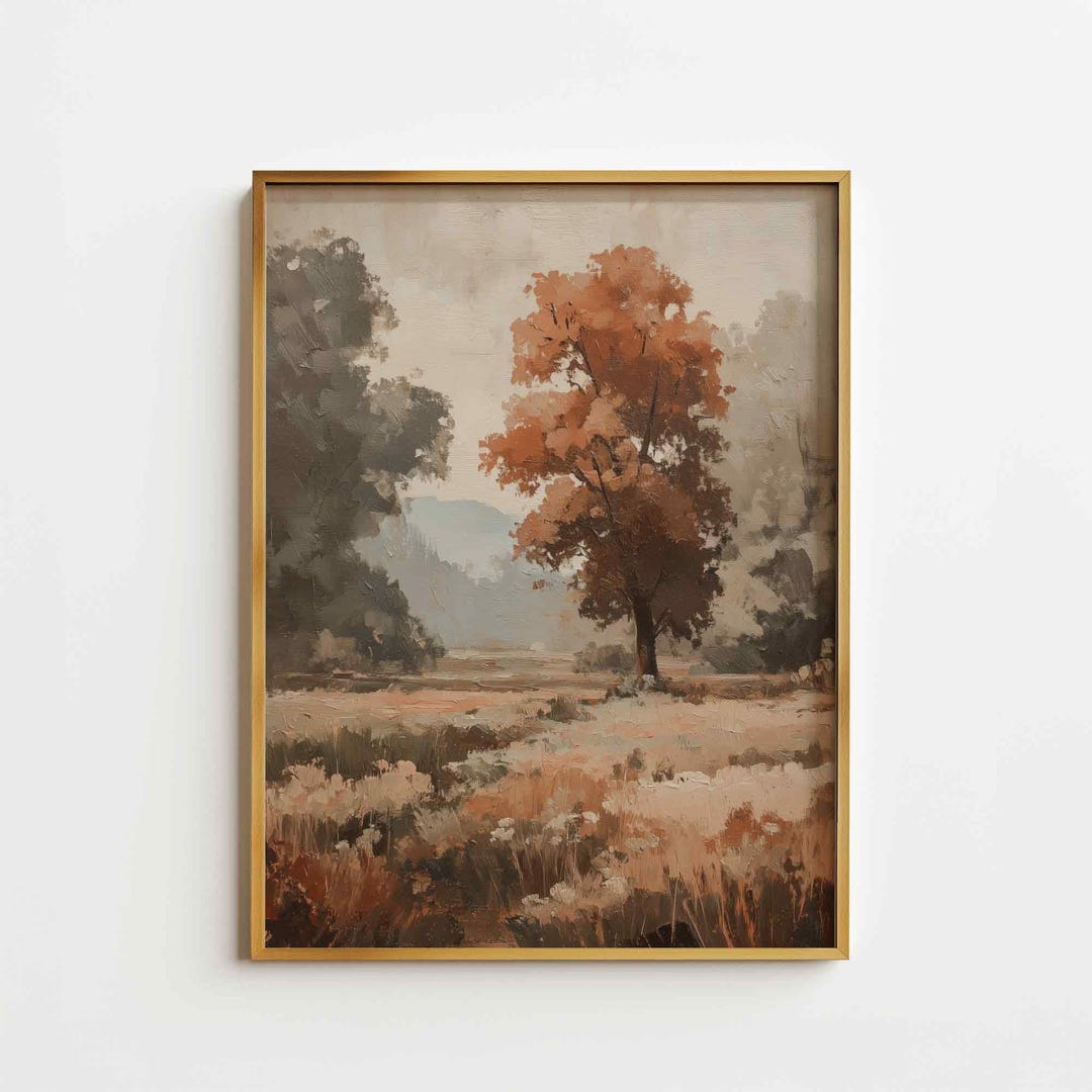 Autumn Landscape Print, Autumn Art Print, Fall Moody Nature Painting ...