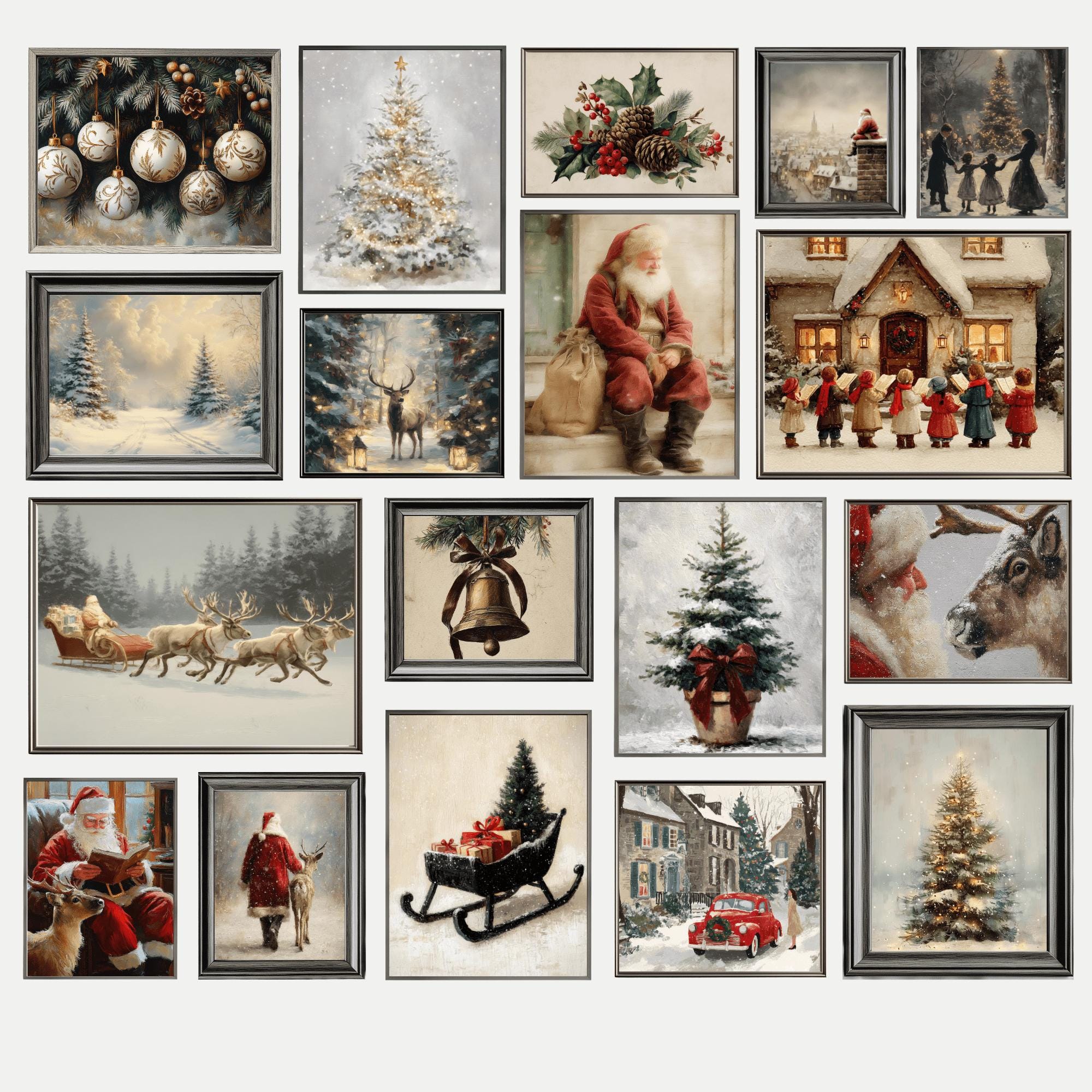 120 Christmas Prints, Winter Holiday Bundle, Printable Posters (digital ...